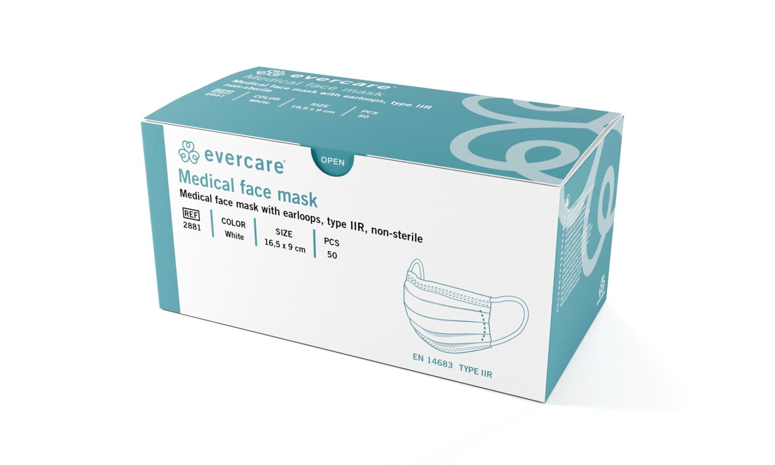 Munnbind evercare med strikk Klasse IIR hvit (50 stk) - Mindvet AS